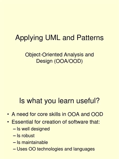 applying uml and patterns object oriented analysis and design ooa ood pdf object oriented