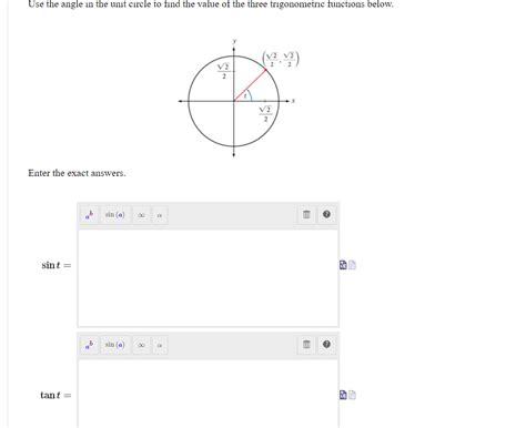 solved use the angle in the unit circle to find the value of