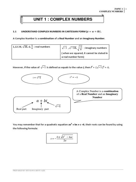 unit 01 complex numbers pdf complex number cartesian coordinate system