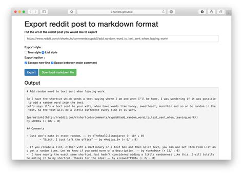 GitHub Farnots RedditToMarkdown Export Reddit Post And Comments To A