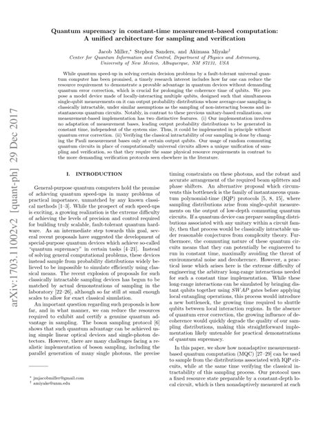 pdf quantum supremacy in constant time measurement based computation a unified architecture
