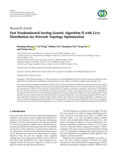 pdf fast nondominated sorting genetic algorithm ii with lévy distribution for network topology