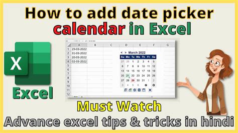 How To Add Date Picker Calendar In Excel Quickly Type Date Using A