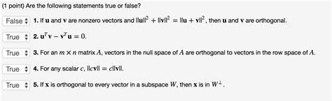 solved are the following statements true or false if u and