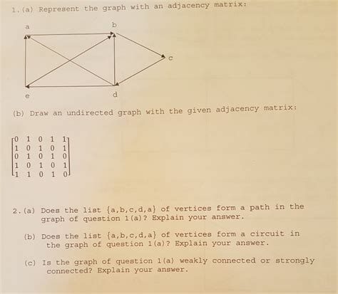 solved draw the graphs with the following adjacency m