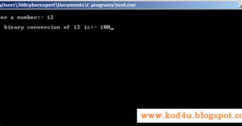 c program convert decimal number into binary number