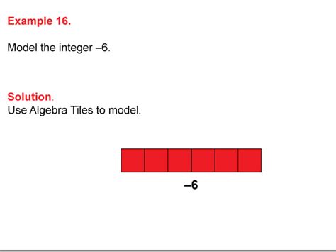 math example modeling integers using algebra tiles example 16 media4math