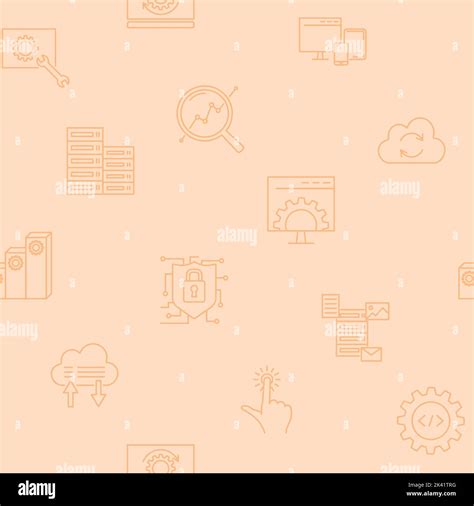 Computer Data Seamless Pattern In Line Style Software Development And