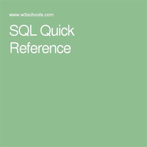 sql quick reference sql reference quick