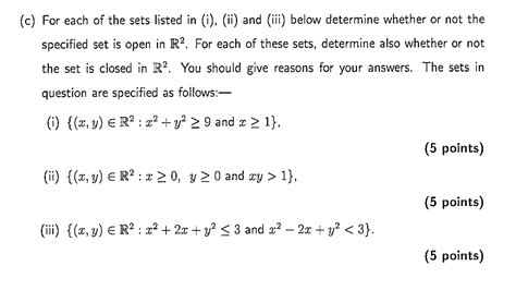 solved c for each of the sets listed in i ii and