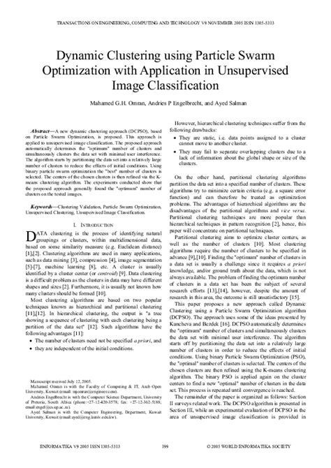 pdf dynamic clustering using particle swarm optimization with application in image