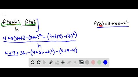 evaluate the difference quotient for the given function simplify your answer youtube