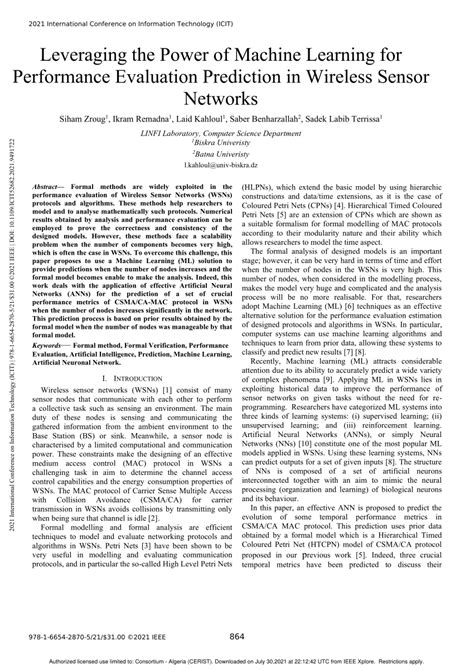 pdf leveraging the power of machine learning for performance evaluation prediction in wireless