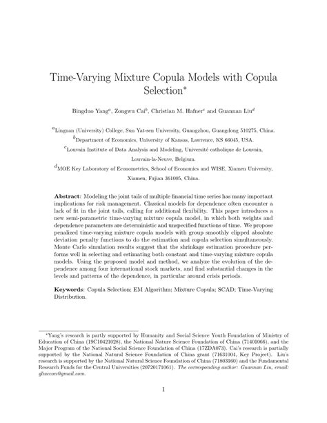 pdf time varying mixture copula models with copula selection