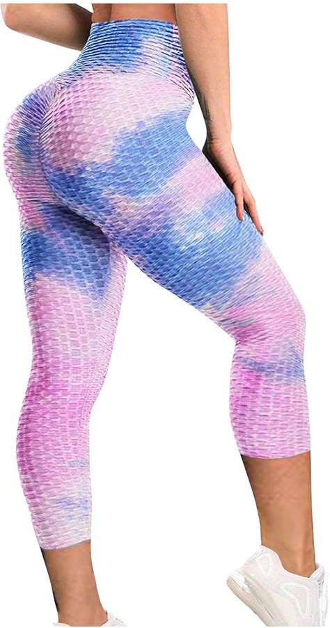 Womens Tik Tok Leggings High Waisted Hip Lifting Yoga Sports Pants Tie Dye Breathable Yoga Pant