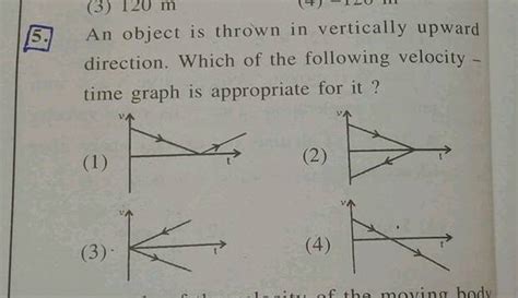 an object is thrown vertically up the velocity time graph for the motion of the particle will be