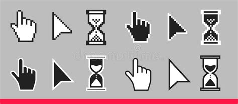 Pointer Hand Arrow And Hourglass Loading Clock Mouse Cursors Stock