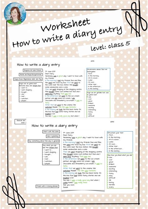 Worksheet How To Write A Diary Entry Class 5 Unterrichtsmaterial