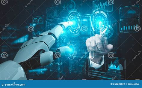 futuristic robot artificial intelligence enlightening ai technology concept stock illustration