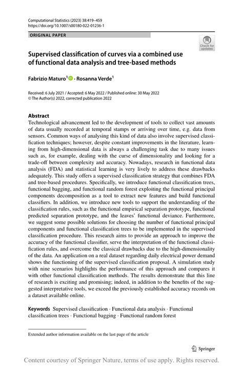 pdf supervised classification of curves via a combined use of functional data analysis and