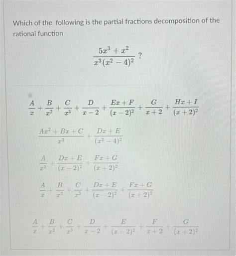 solved which of the following is the partial fractions
