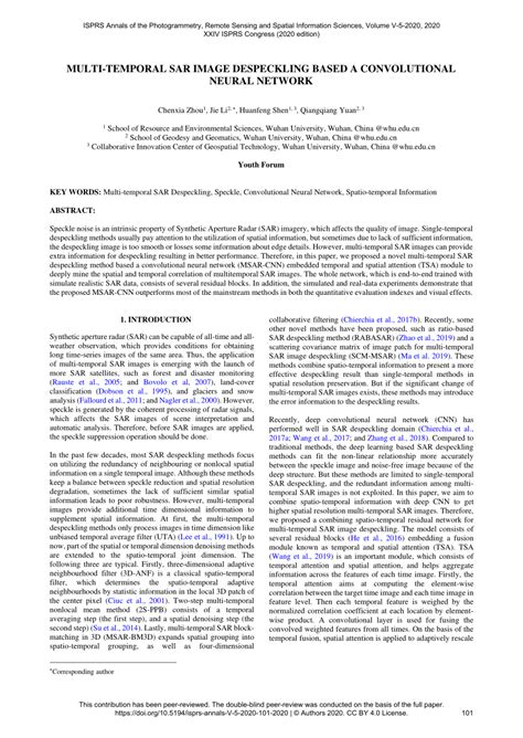 pdf multi temporal sar image despeckling based a convolutional neural network