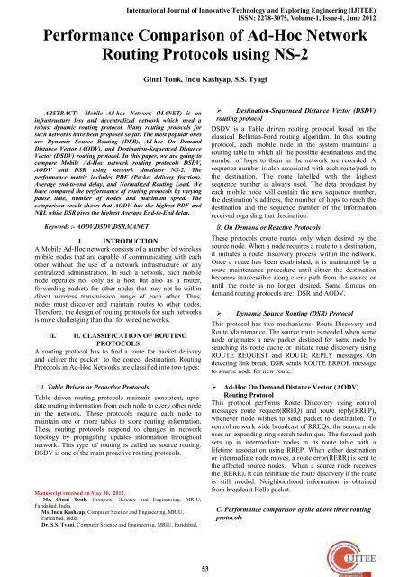 performance comparison of ad hoc network routing protocols