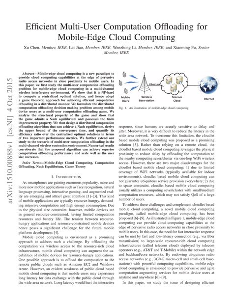 pdf efficient multi user computation offloading for mobile edge cloud computing