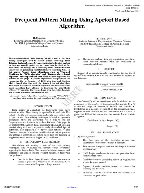 frequent pattern mining using apriori based algorithm ijertv3is20615 pdf applied mathematics