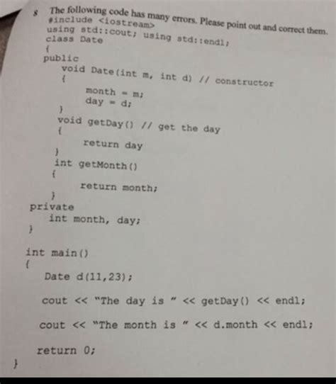 solved the following code has many errors please point out