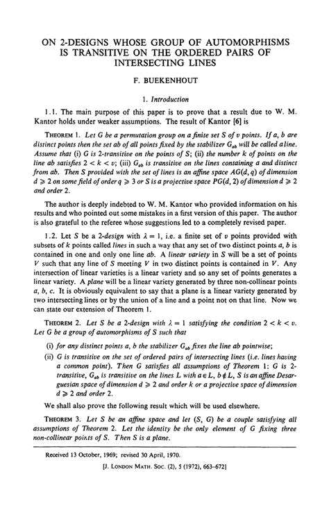 pdf on 2 designs whose group of automorphisms is transitive on the ordered pairs of