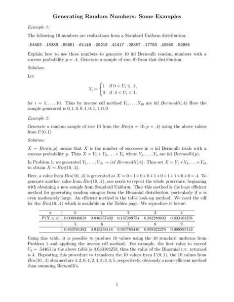 generating random numbers some examples