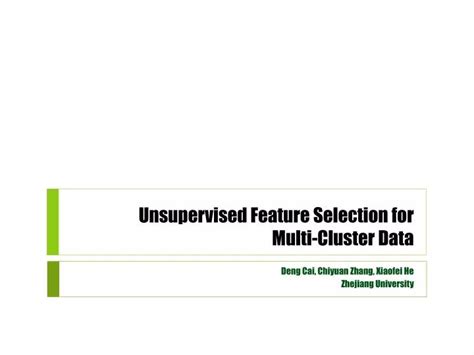 ppt unsupervised feature selection for multi cluster data powerpoint presentation id 4252019