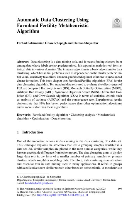 pdf automatic data clustering using farmland fertility metaheuristic algorithm