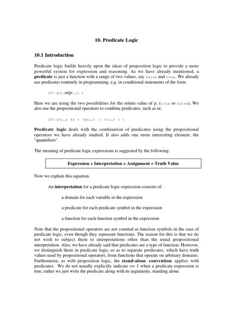 10 predicate logic pdf interpretation logic first order logic
