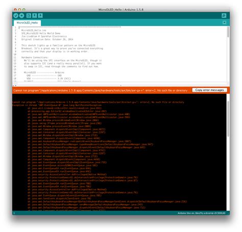 cannot run program applications arduino 1 5 8 app avr bin avr g error 2 ide 1 x