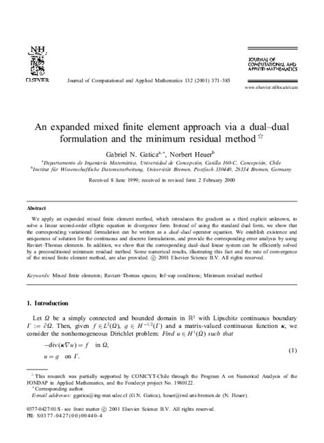 pdf an expanded mixed finite element approach via a dual dual formulation and the minimum