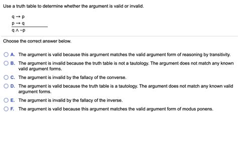 solved determine whether the argument is valid or invalid