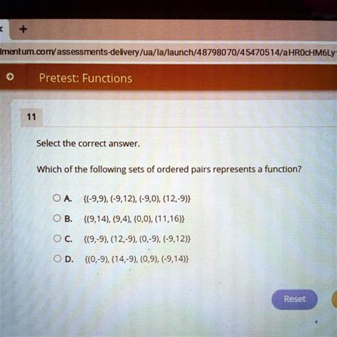 solved select the correct answer which of the following sets of ordered pairs represents a