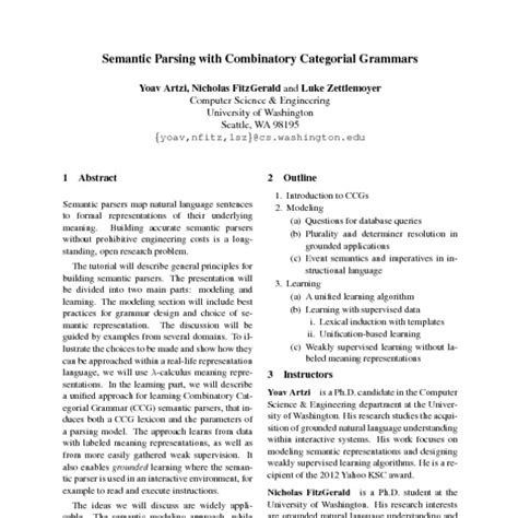 semantic parsing with combinatory categorial grammars acl anthology