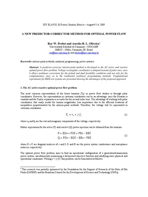 a new predictor corrector method for optimal power flow pdf linear programming
