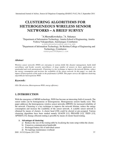 pdf clustering algorithms for heterogeneous wireless sensor networks a brief survey