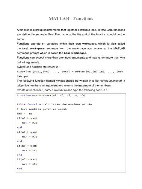 08 matlab functions pdf subroutine parameter computer programming