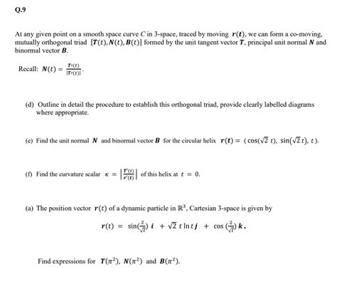 solved at any given point on a smooth space curve c in 3