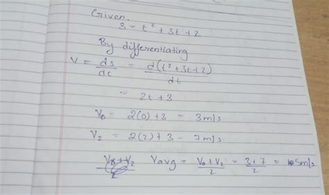32 the position of a particle moving in a straight line is given by s t 2 3t 2 find the