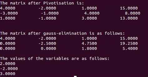 c program for gauss elimination for solving a system of linear equations