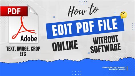 how to edit pdf file online free pdf editor youtube