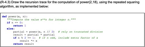 solved r 4 3 draw the recursion trace for the computation