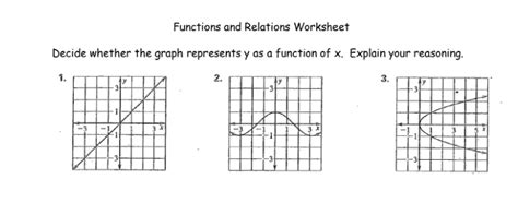 solved functions and relations worksheet decide whether the graph represents y as a function of