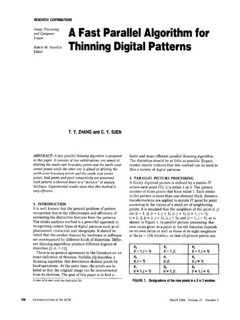 a fast parallel algorithm for thinning digital patterns pdf matrix mathematics algorithms